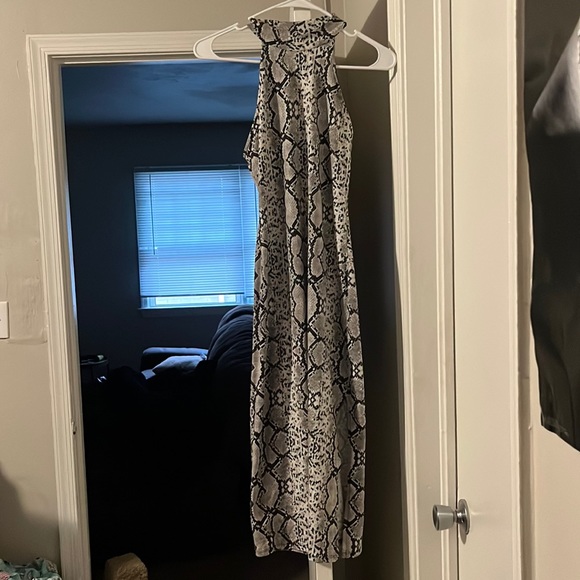 Dresses | Fashion Nova Snake Skin Dress With Slit | Poshmark